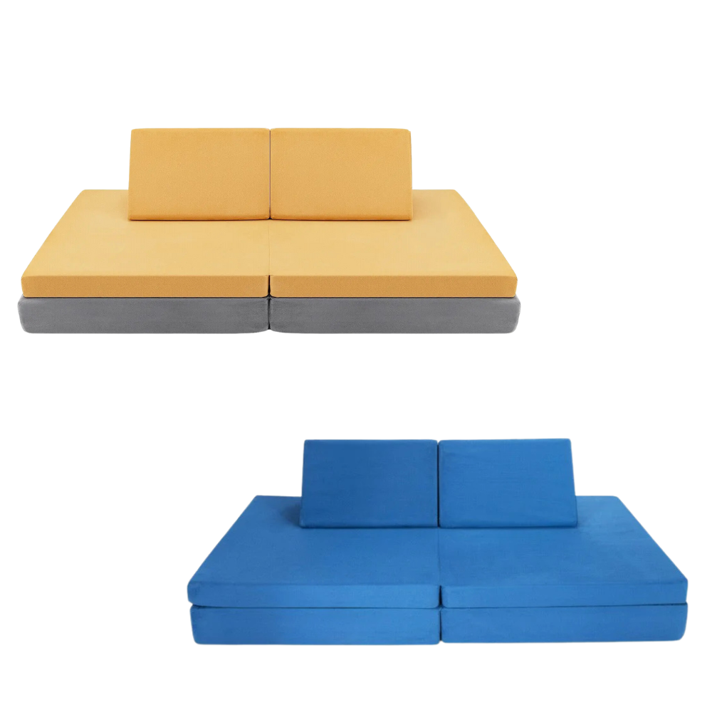 Costway 4Pc Convertible Play Couch Blue